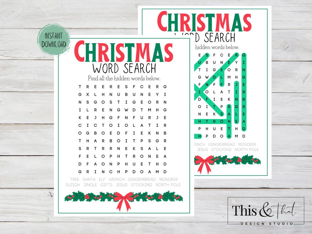 Christmas Word Search Game Printable | Xmas Activity Sheet Printable ...
