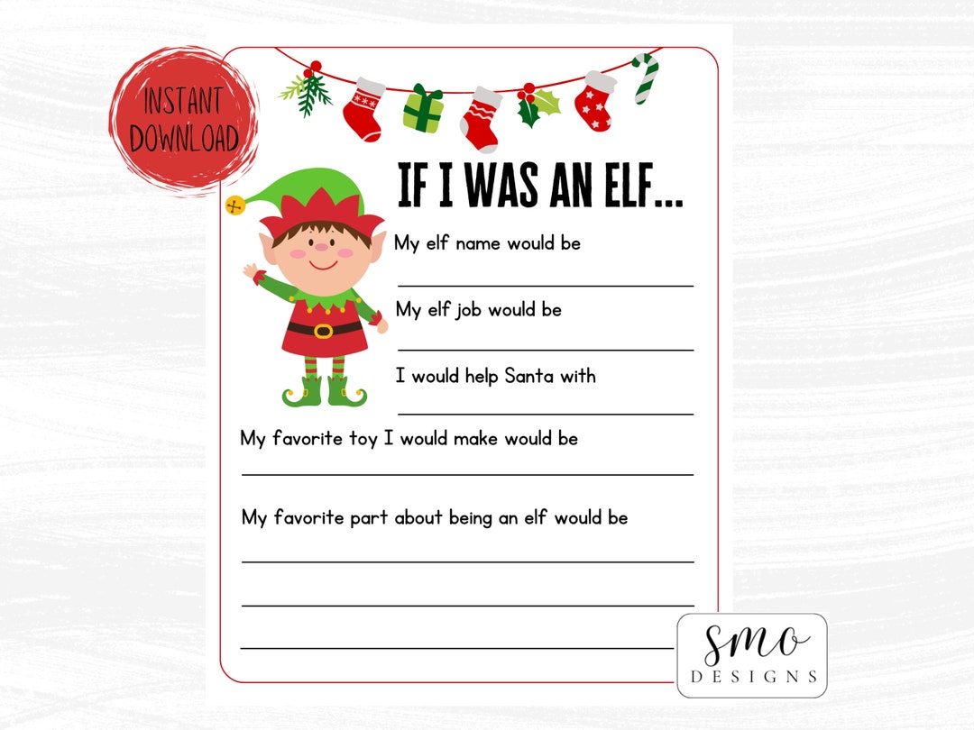 If I Was an Elf Printable Christmas Activity Santa's Elf Printable ...