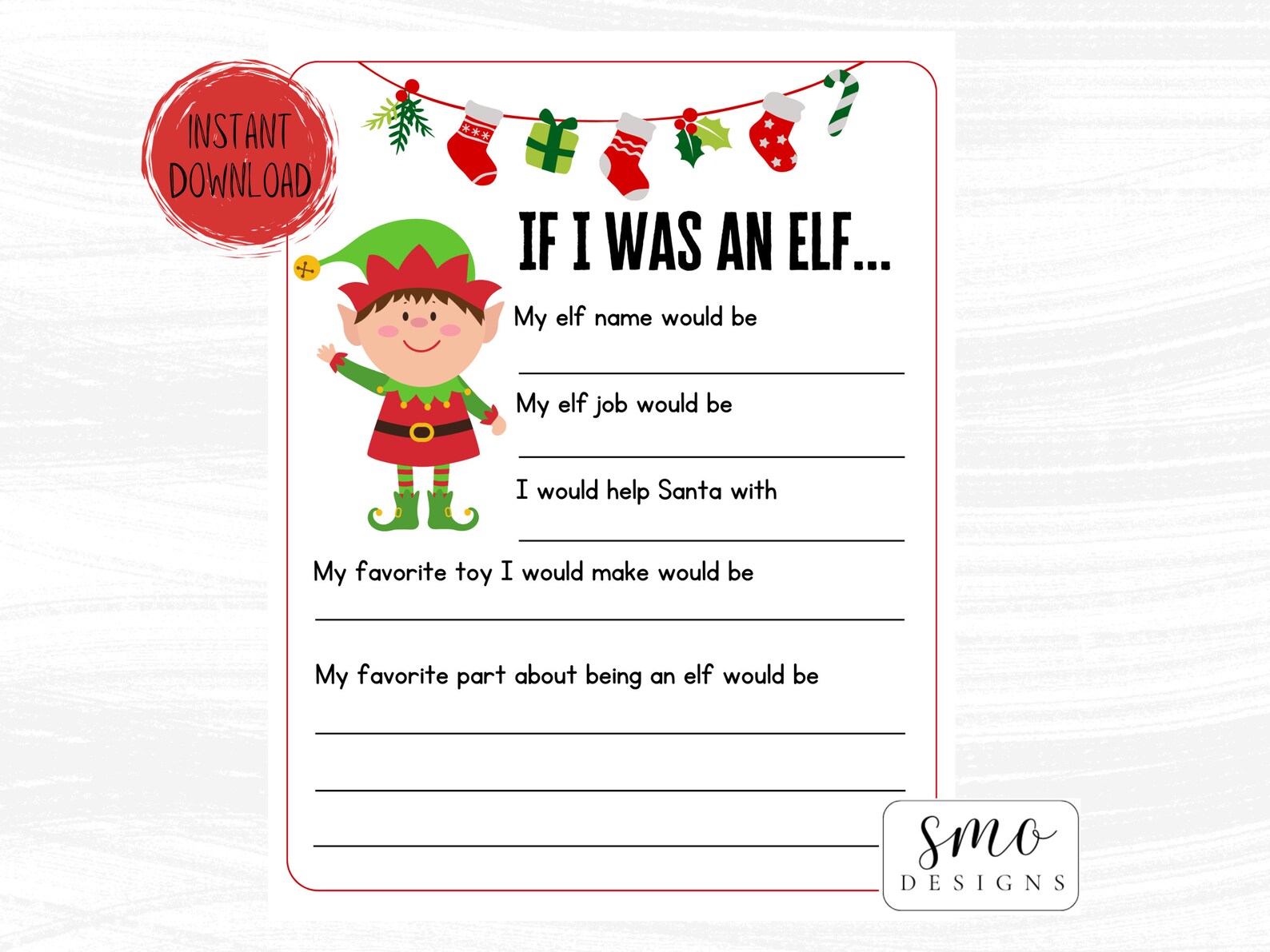 If I Was an Elf Printable Christmas Activity Santa's Elf Printable ...