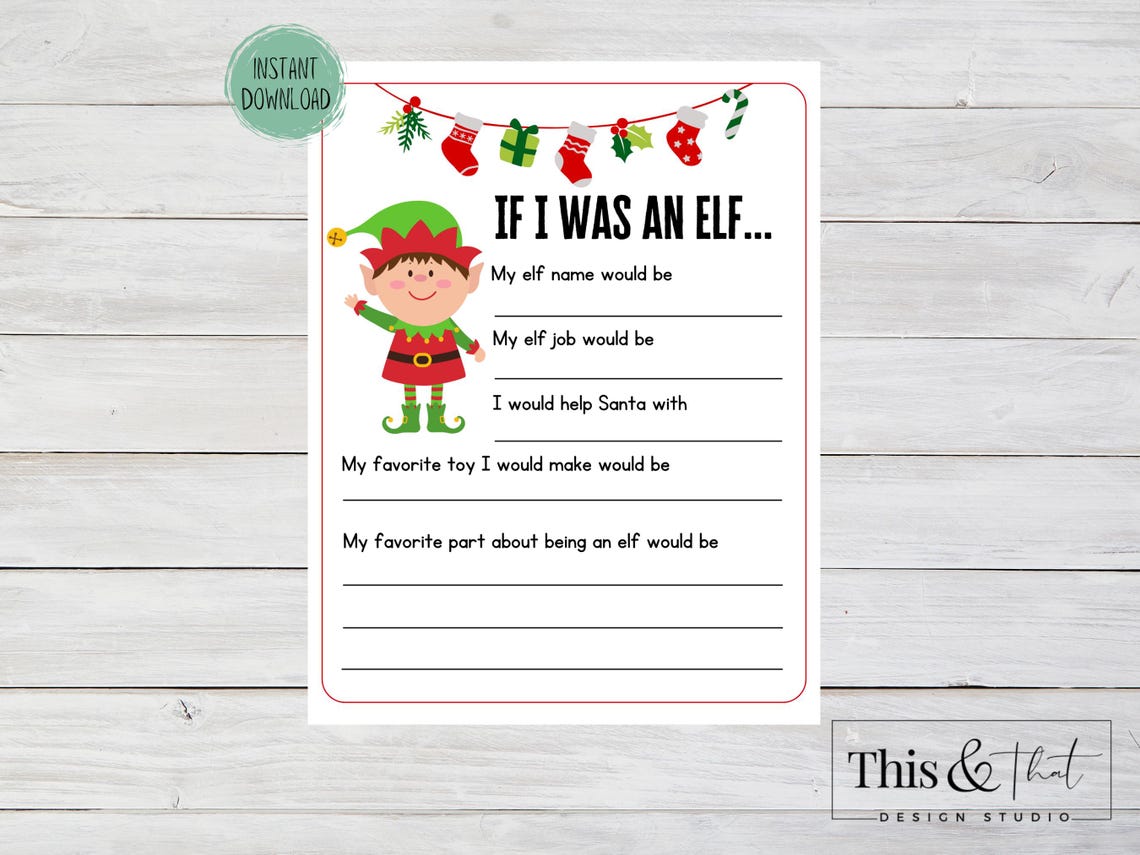 If I Was an Elf Printable Christmas Activity Santa's Elf Printable ...