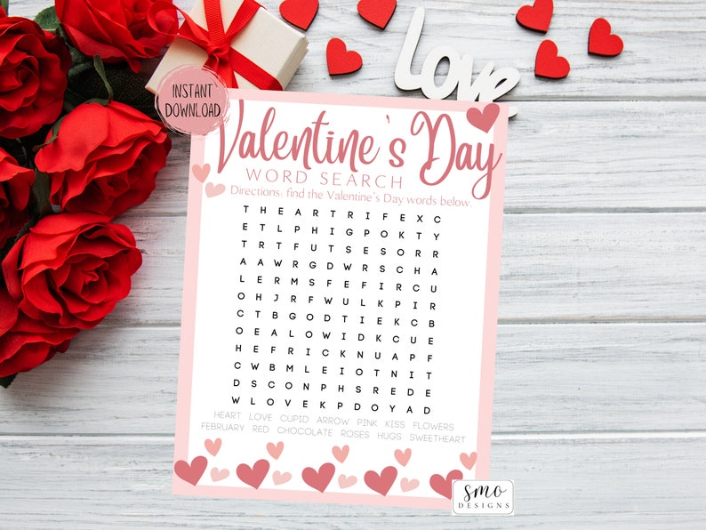 Valentine's Day Word Search | Kid Classroom Printable Game | Valentine ...