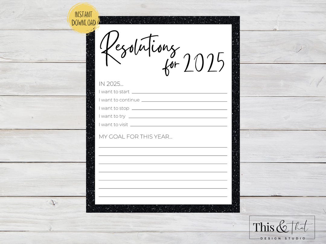 2025 New Years Resolution Printable | New Years Resolutions List ...