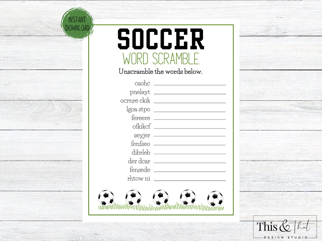 Soccer Word Scramble Printable Game | Printable Soccer Game Sports ...