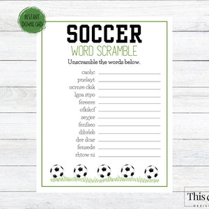 Soccer Word Scramble Printable Game | Printable Soccer Game Sports ...