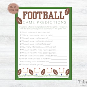 Football Game Predictions Printable Game | Super Bowl Party Games ...