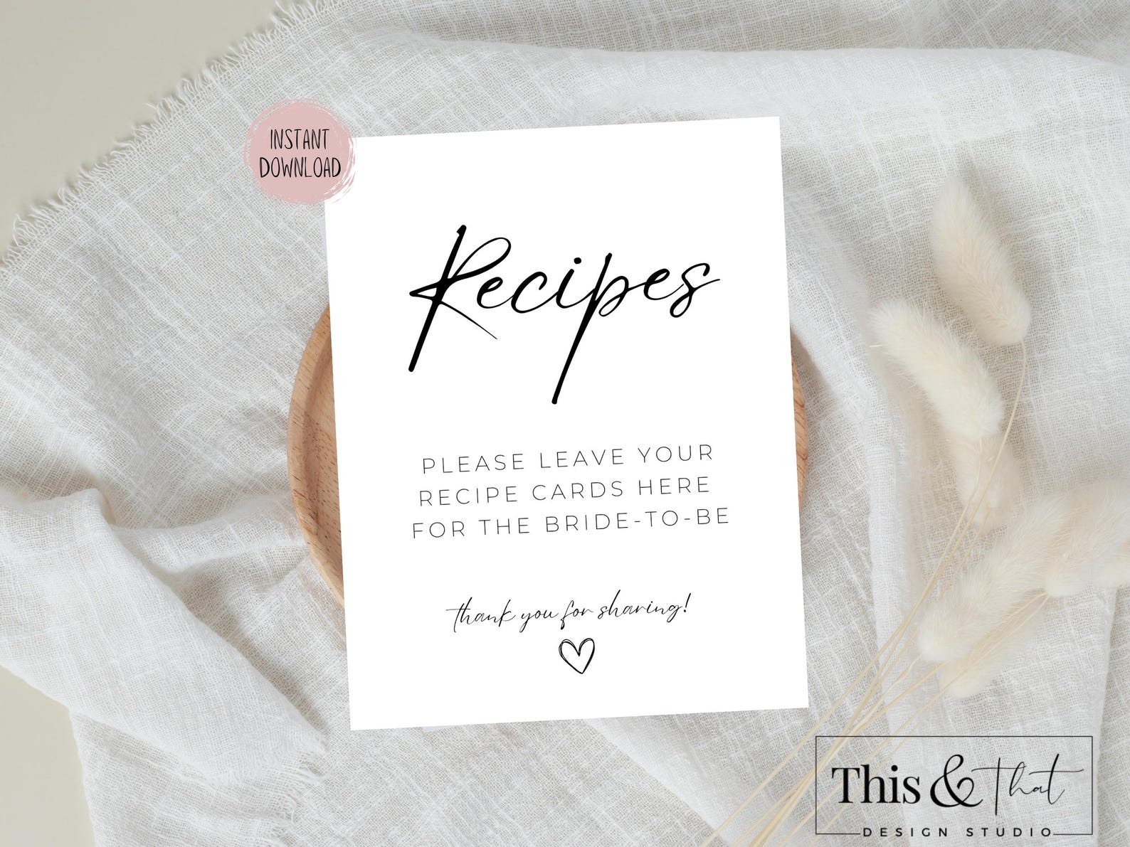 Recipe Card Bridal Shower Printable Sign | Leave Your Recipe Card Here ...
