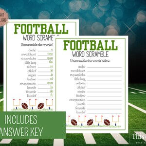 Football Word Scramble Printable Game | Printable Football Game Sports ...