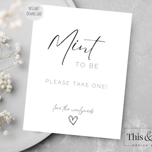 Mint to Be Printable Sign | Mint Favor Printable Wedding Sign | Bridal ...