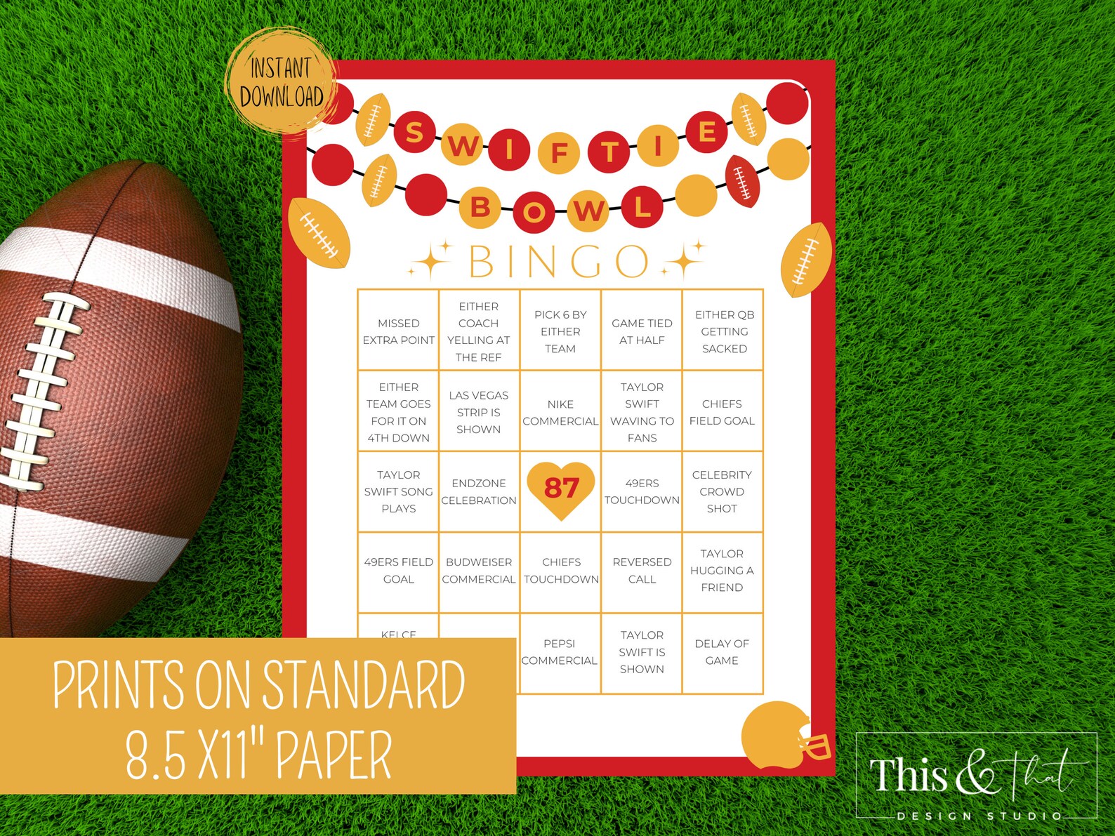 Taylor Swift Super Bowl Bingo Game Swiftie Bowl Bingo Printable Bingo ...
