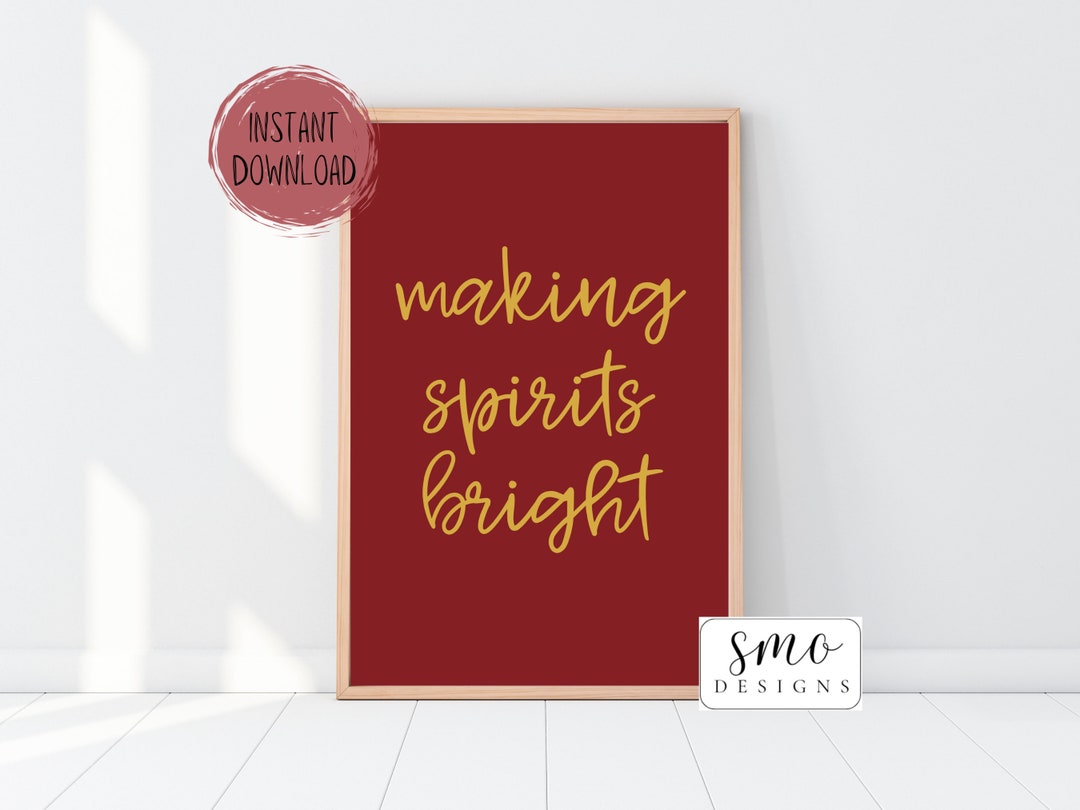 Red Making Spirits Bright | Christmas Wall Decor | Christmas Printable ...