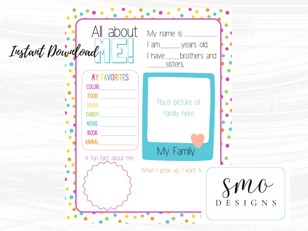 All About Me Template for Teachers Students Printable Student Get to ...