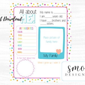 All About Me Template for Teachers Students Printable Student Get to ...