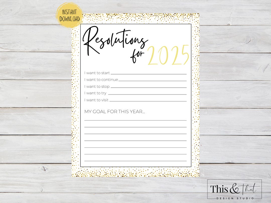 Buy 2025 New Years Resolution Printable New Years Resolutions List ...
