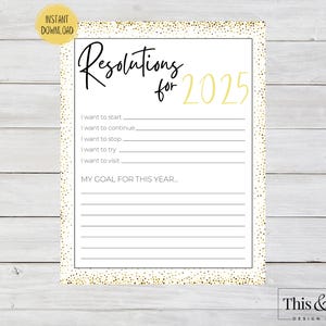 2025 New Years Resolution Printable New Years Resolutions List Template ...