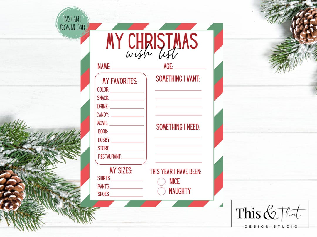 Carta de Navidad imprimible para Papá Noel / Plantilla imprimible de ...