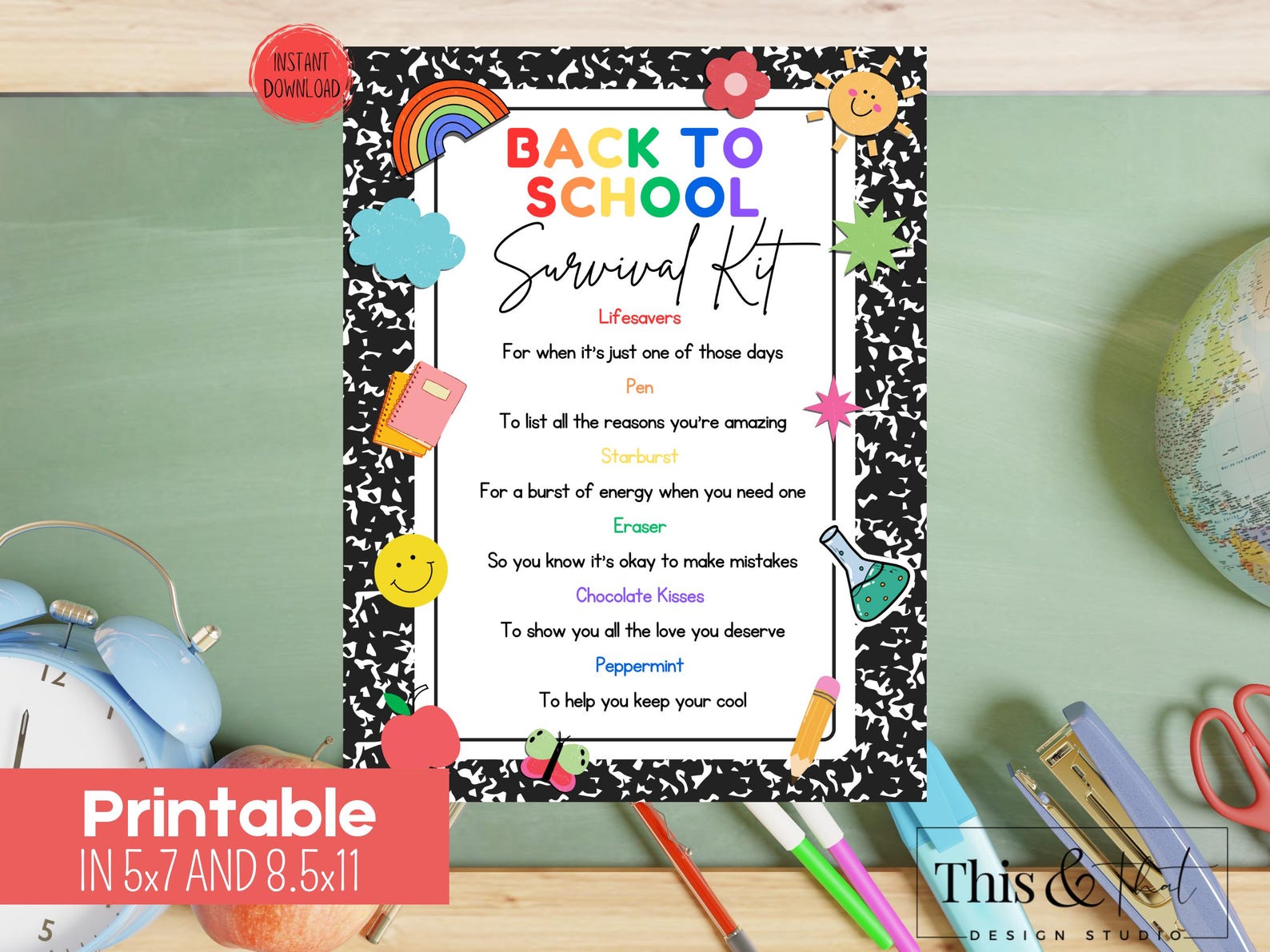 Back to School Survival Kit Printable Tag Template | Teacher Back to ...