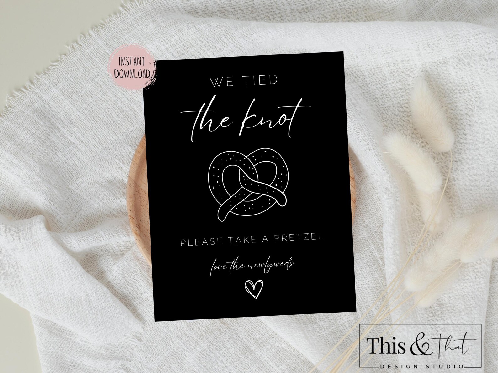 We Tied the Knot Pretzel Bar Sign | Printable Wedding Late Night Snack ...