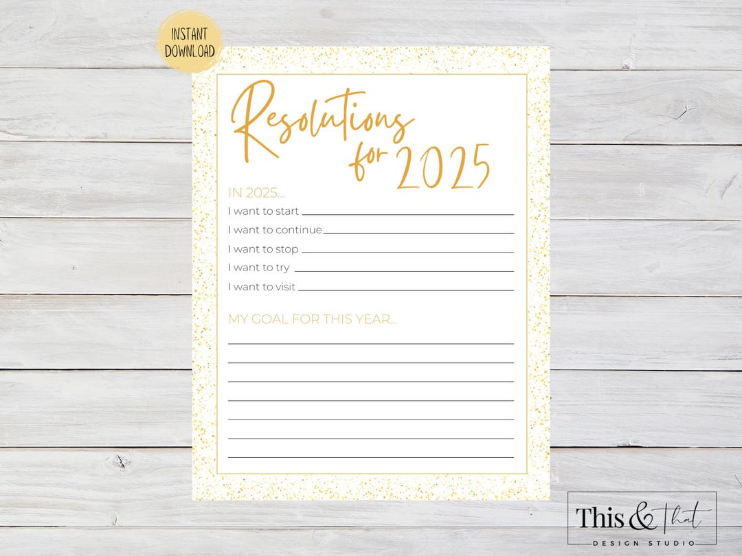 2025 New Years Resolution Printable | New Years Resolutions List ...