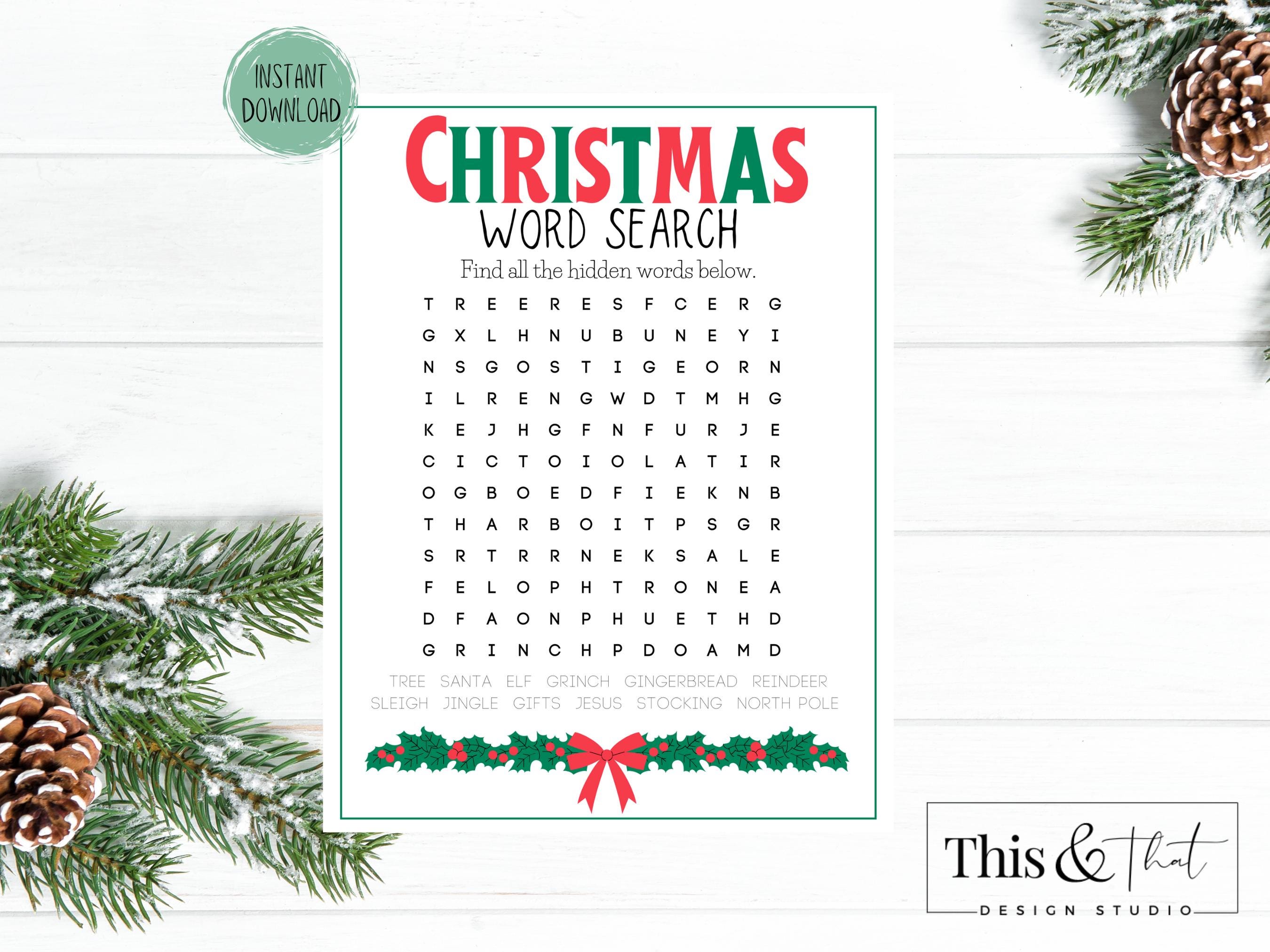 Christmas Word Search Game Printable | Xmas Activity Sheet Printable ...