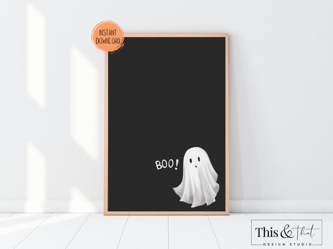Boo Ghost Printable Sign | Cute Simple Halloween Wall Printable Art ...