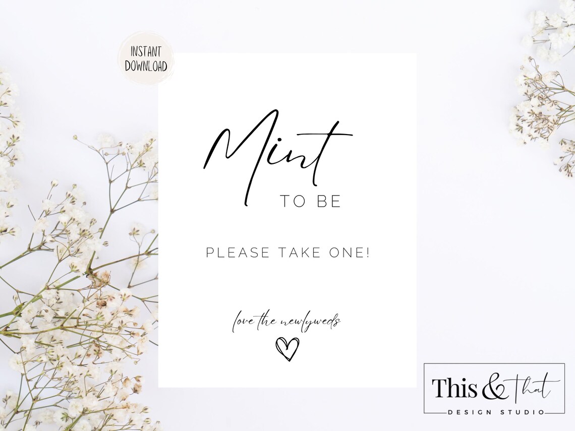 Mint to Be Printable Sign | Mint Favor Printable Wedding Sign | Bridal ...