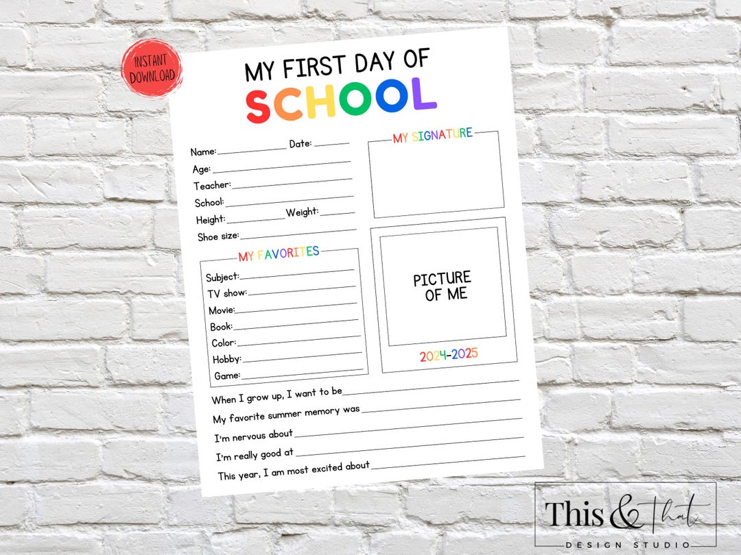 First Day of School Printable Sign | First Day of School Interview ...