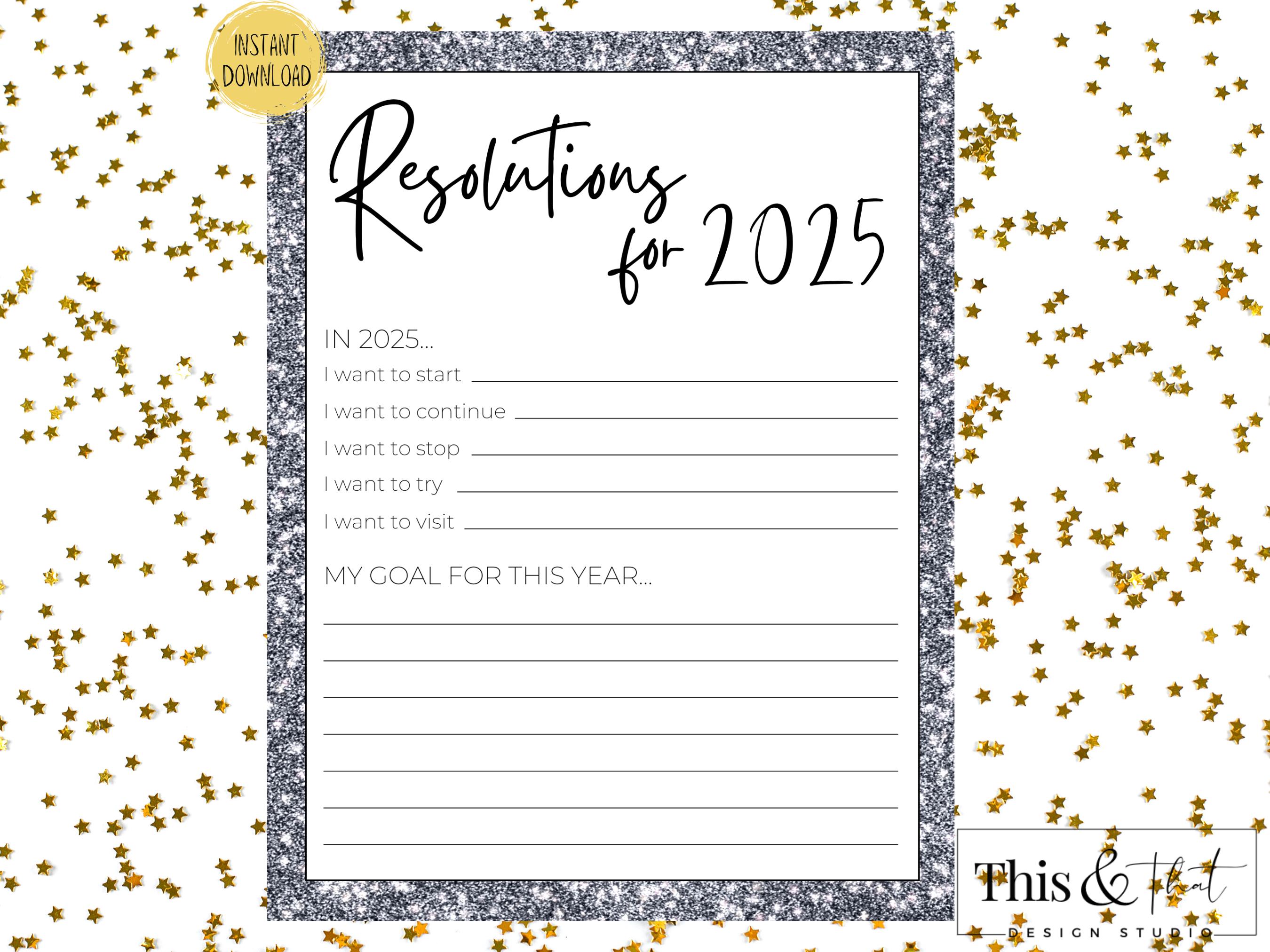 2025 New Years Resolution Printable | New Years Resolutions List ...