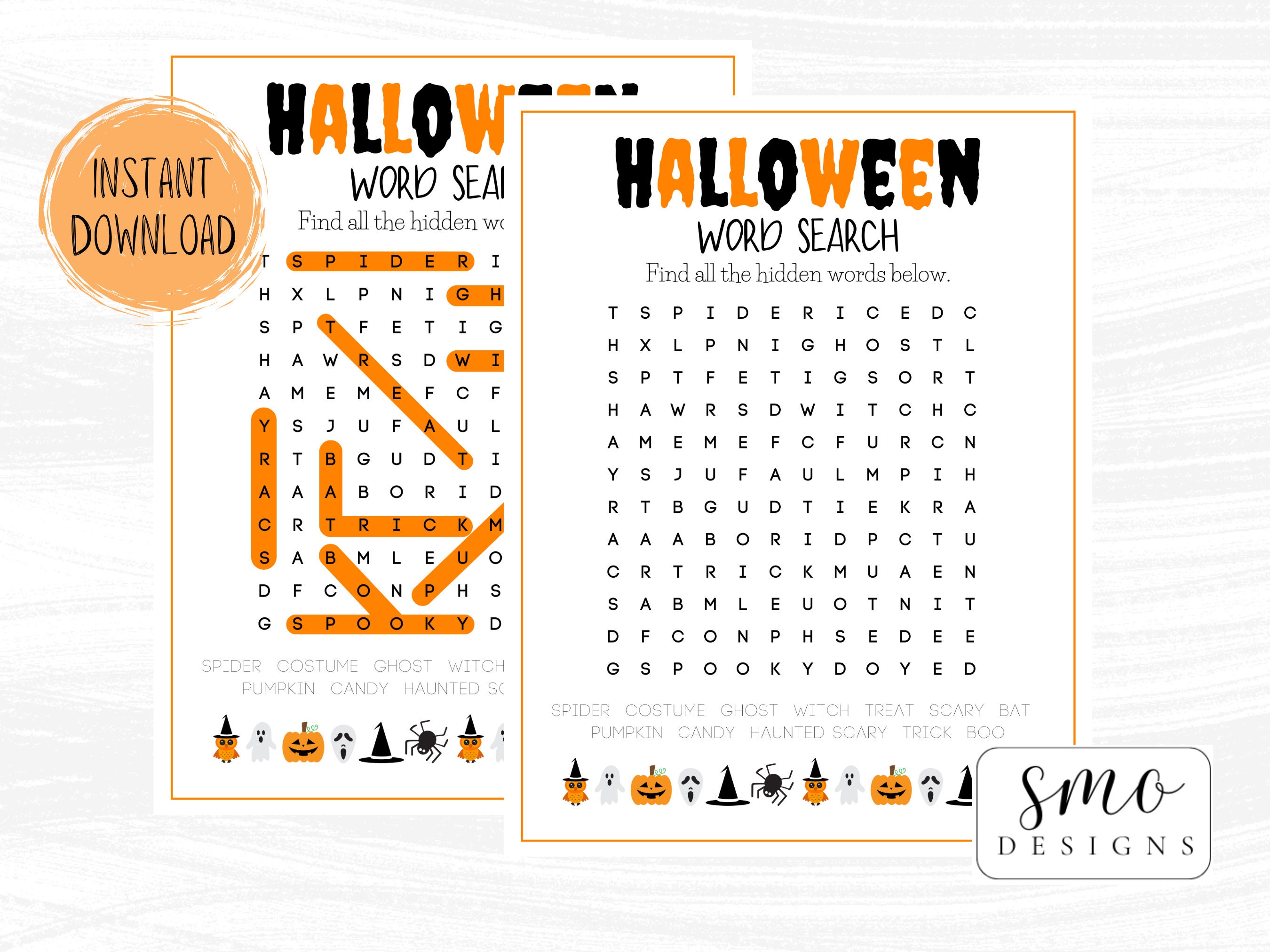 Halloween Word Search Halloween Party Game Word Finder Template ...