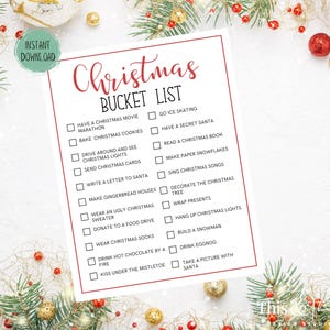 Christmas Bucket List Printable | Christmas Activity Bucket List for ...