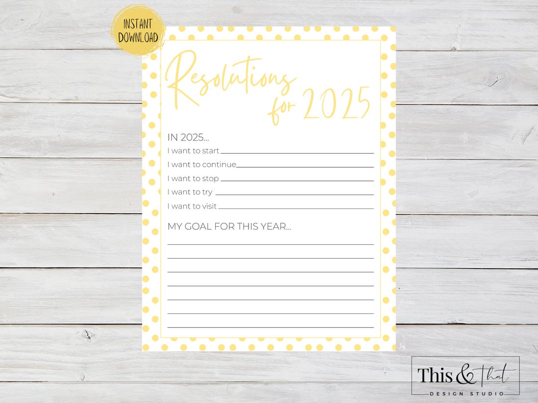2025 New Years Resolution Printable | New Years Resolutions List ...