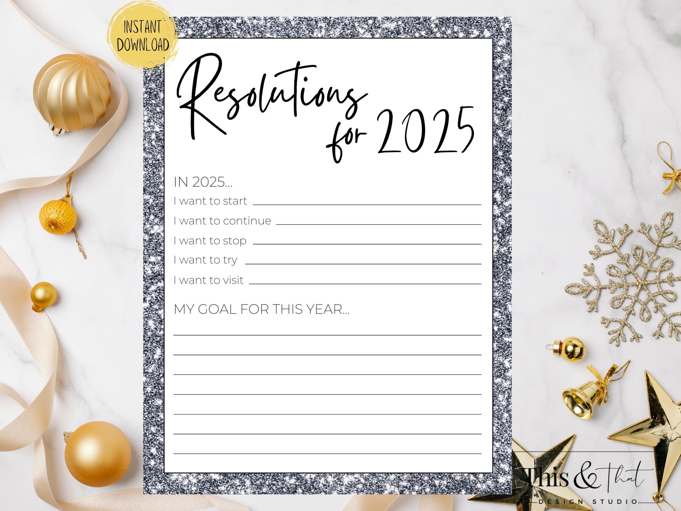 2025 New Years Resolution Printable | New Years Resolutions List ...
