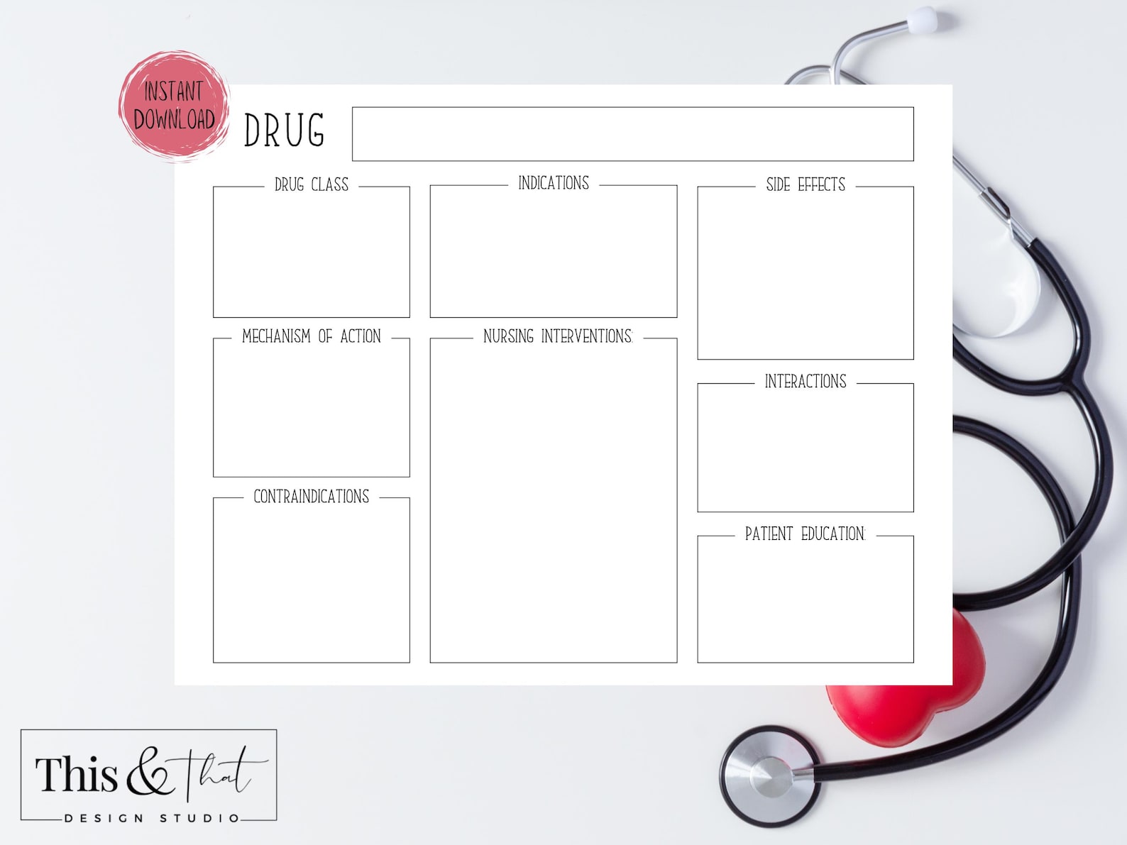 Pharmacology Concept Map Printable | Nursing School Drug Study Guide ...