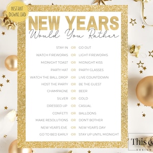 New Years Eve Party Game Would You Rather Printable | New Years Party ...