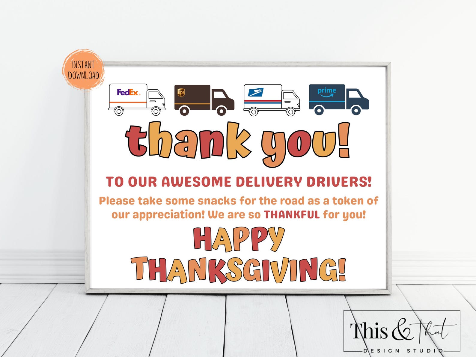 Thanksgiving Driver Thank You Snack & Drink Sign | Thankful Sign ...