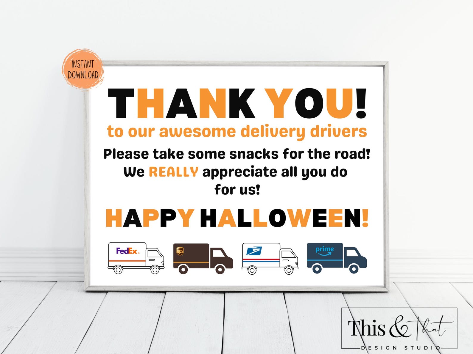 Halloween Driver Thank You Snack & Drink Sign | Halloween Sign ...