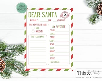 Christmas Wishlist Template | Dear Santa | Printable - Etsy