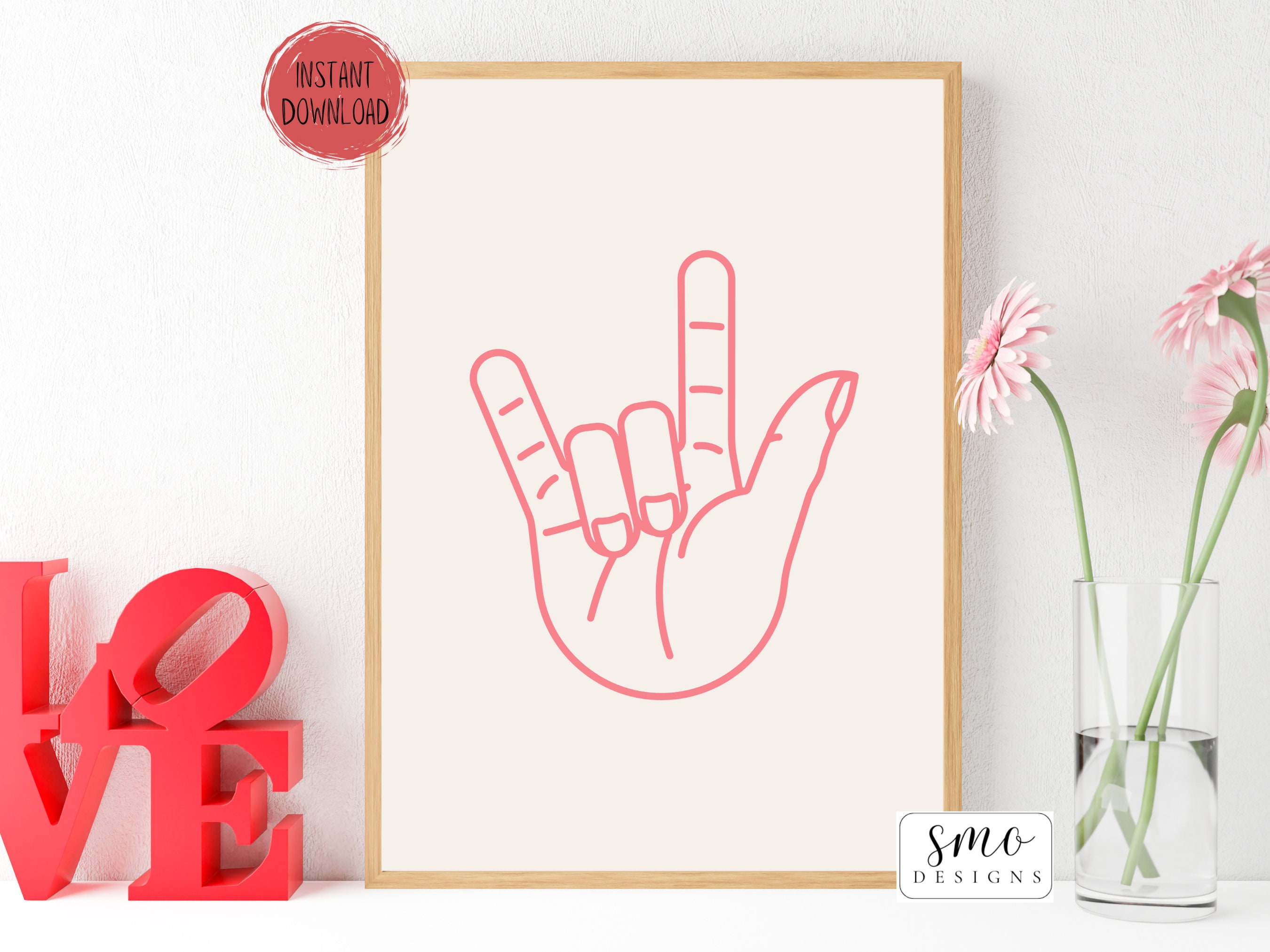 I Love You Sign Language Hand Printable | Simple Valentine's Day Decor ...