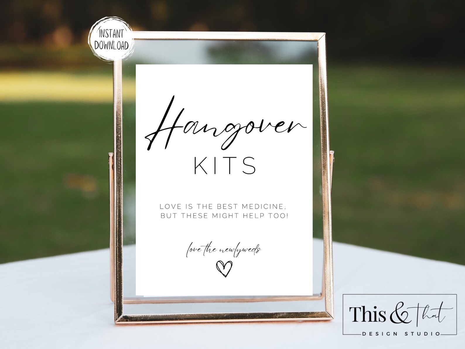Hangover Kits Printable Sign | Minimalist Wedding Hangover Bags Sign ...