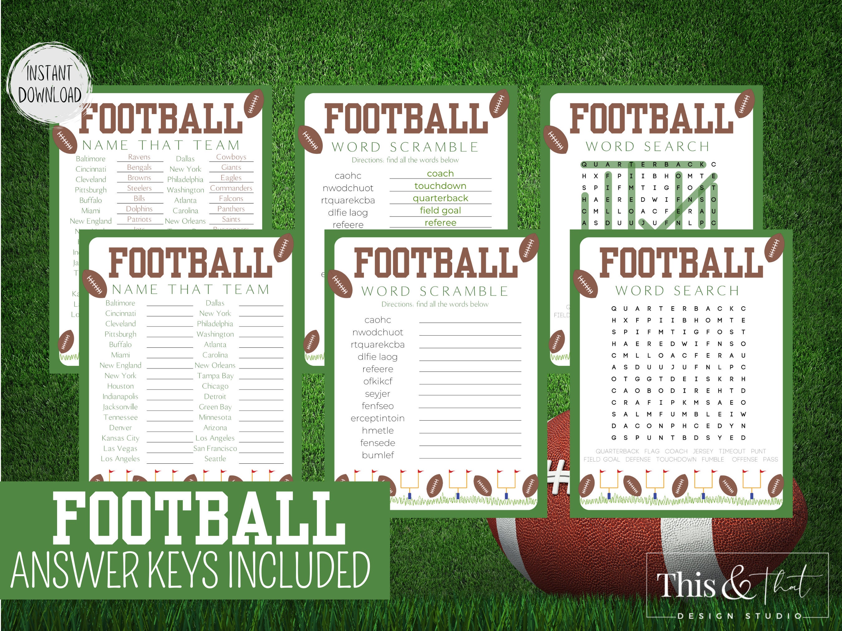 Football Printable Party Game Bundle | Super Bowl Party Games ...