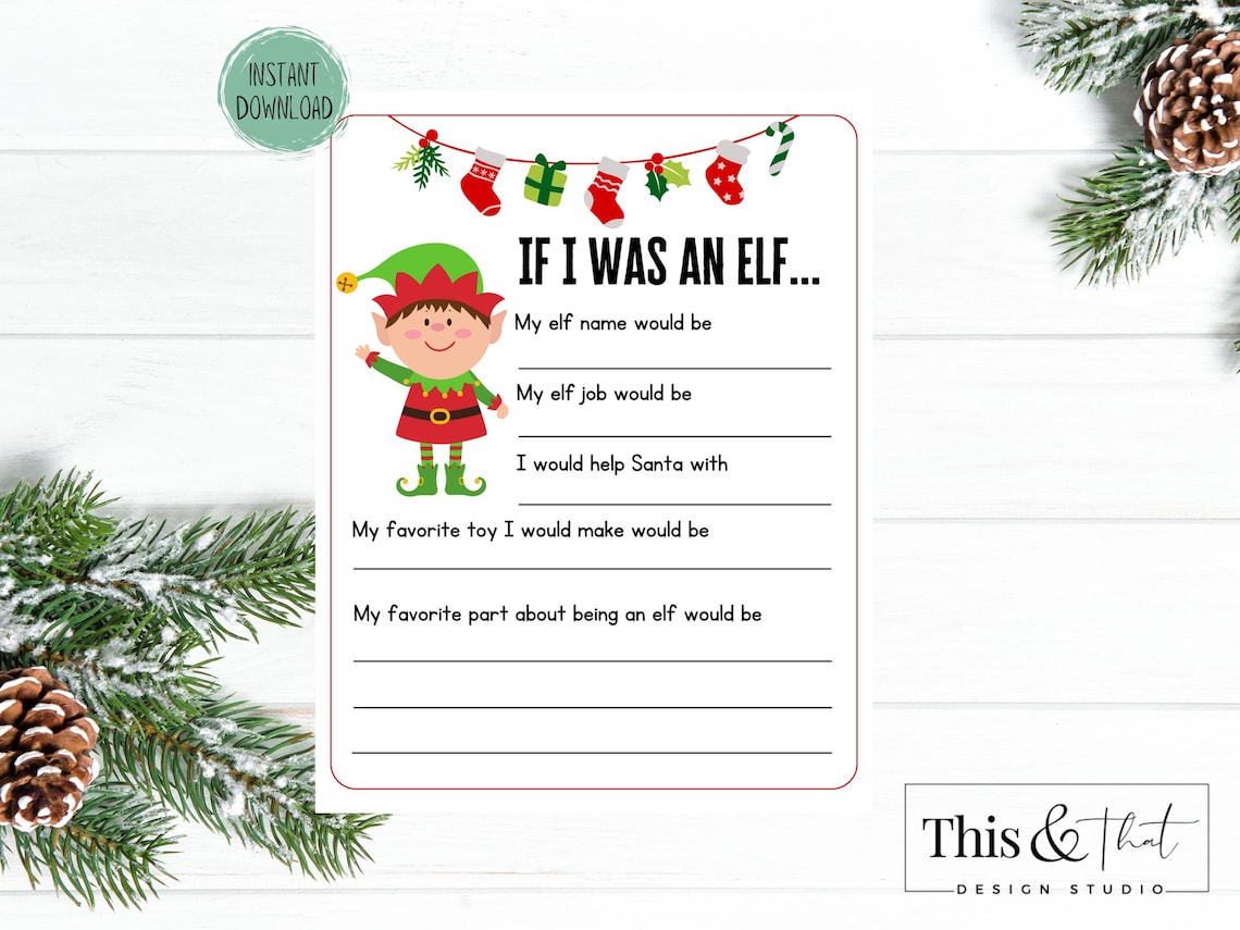If I Was an Elf Printable Christmas Activity Santa's Elf Printable ...