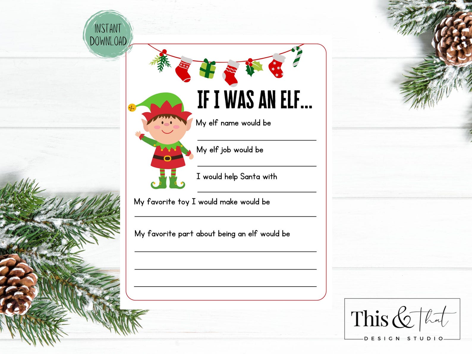 If I Was an Elf Printable Christmas Activity Santa's Elf Printable ...