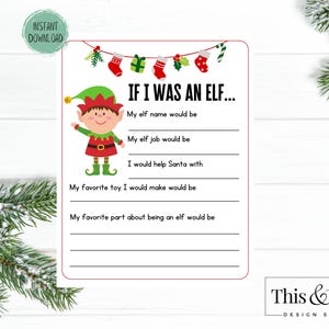 If I Was an Elf Printable Christmas Activity Santa's Elf Printable ...