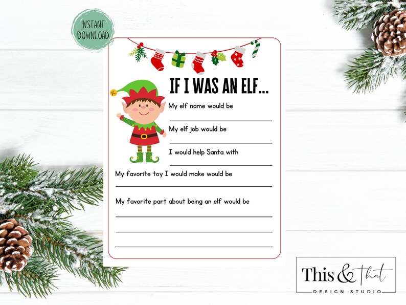 If I Was an Elf Printable Christmas Activity Santa's Elf Printable ...