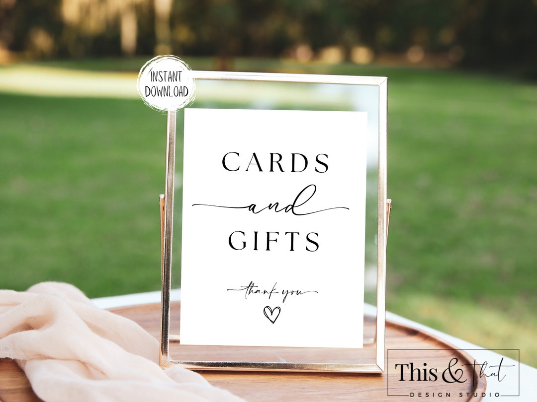 Cards and Gift Table Printable Wedding Sign | Simple Minimalist Wedding ...