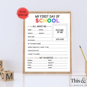 First Day of School Printable Sign | First Day of School Interview ...