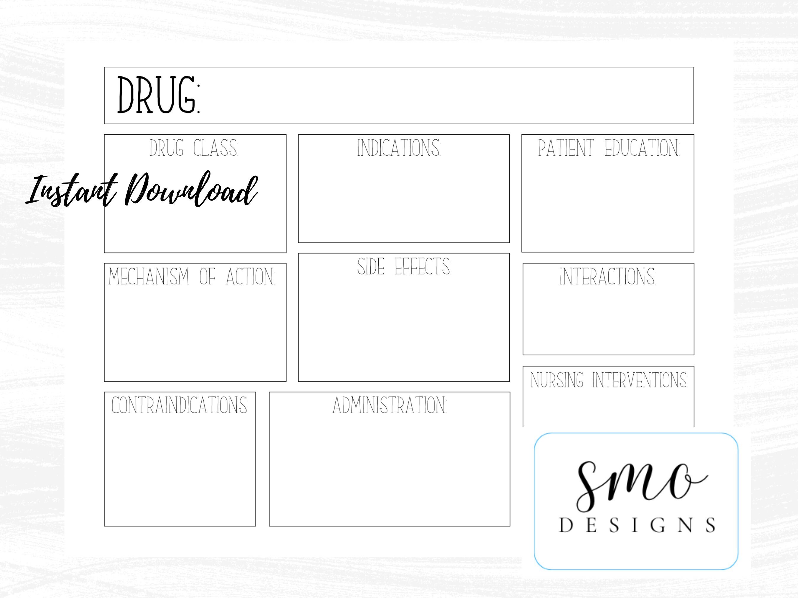 Pharmacology Nursing Template Drug Study Guide Med-surg Cheat Sheet ...
