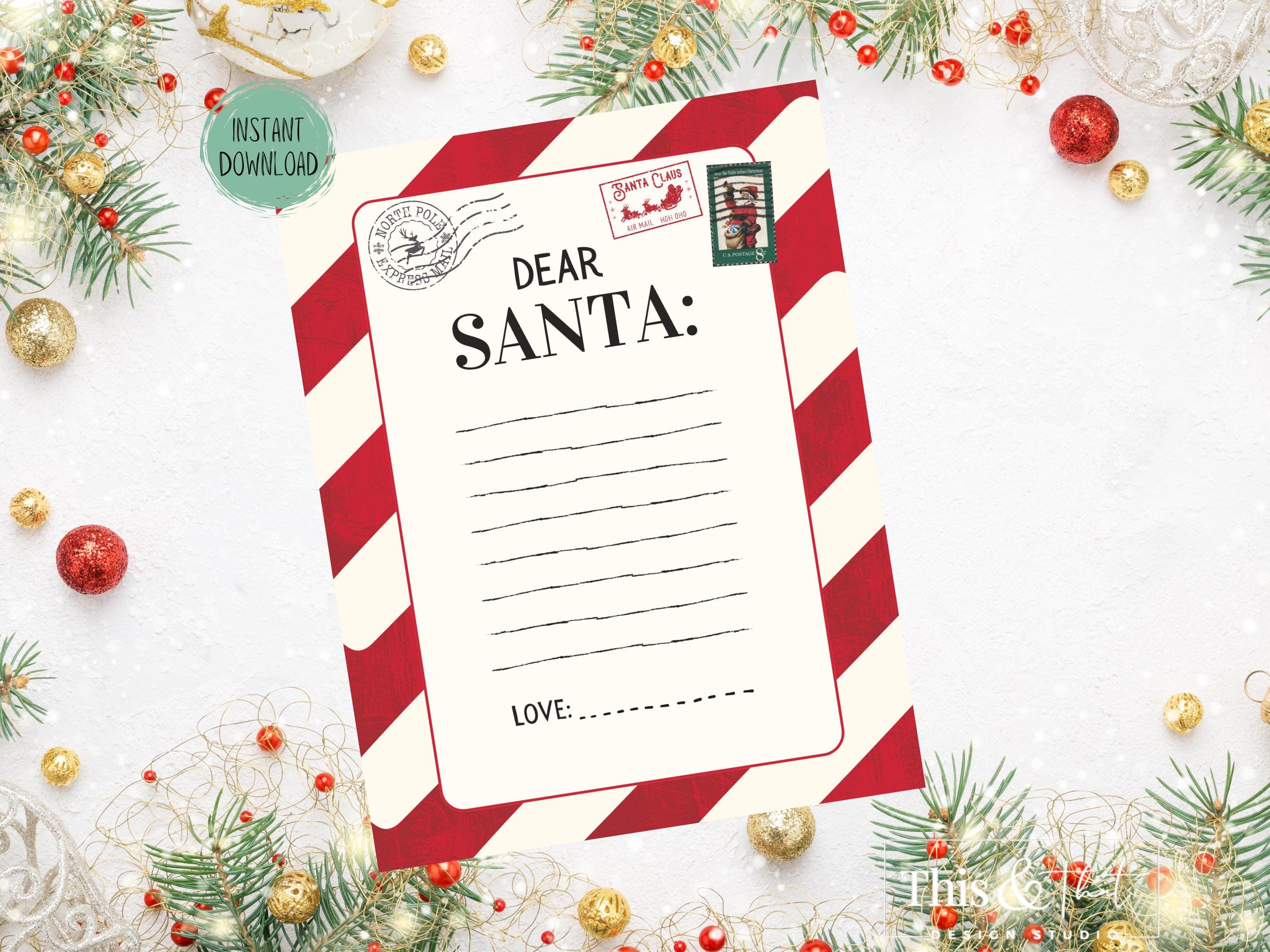 Dear Santa Printable Christmas Letter | Blank Santa Wishlist Printable ...