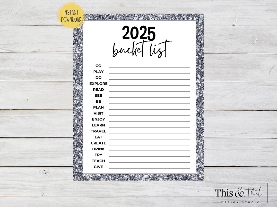 2025 Bucket List New Years Resolution Printable | New Years Resolutions ...