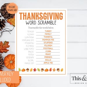 Thanksgiving Word Scramble Printable | Fall Activity Sheet Printable ...