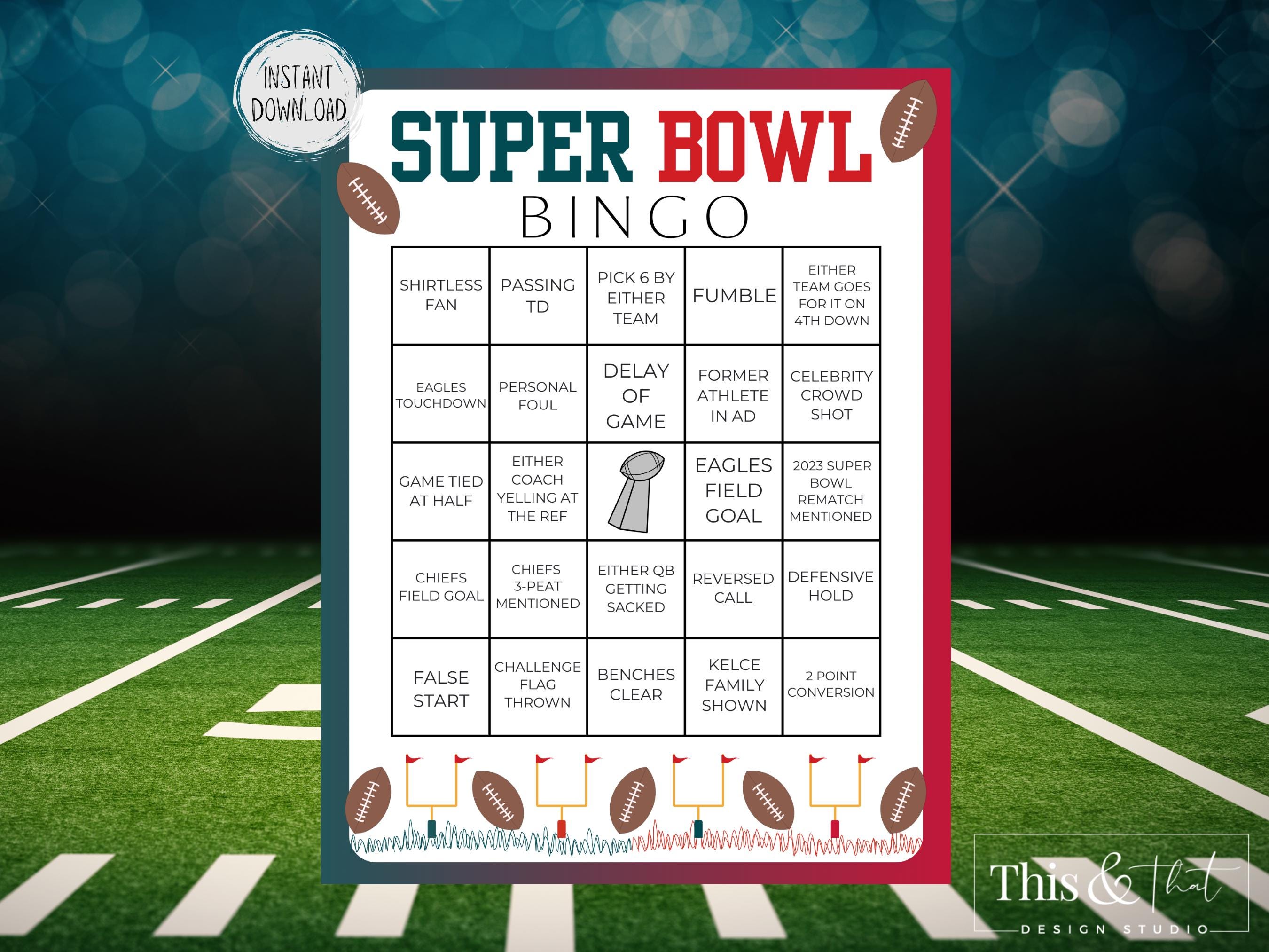 Super Bowl LIX Printable Bingo 10 CARDS | Super Bowl Party Game | the ...